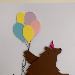 Handmade Bear With Balloons Birthday Card, 3D Greeting Card, Birthday ...
