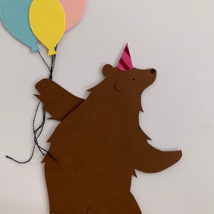 Handmade Bear With Balloons Birthday Card, 3D Greeting Card, Birthday ...