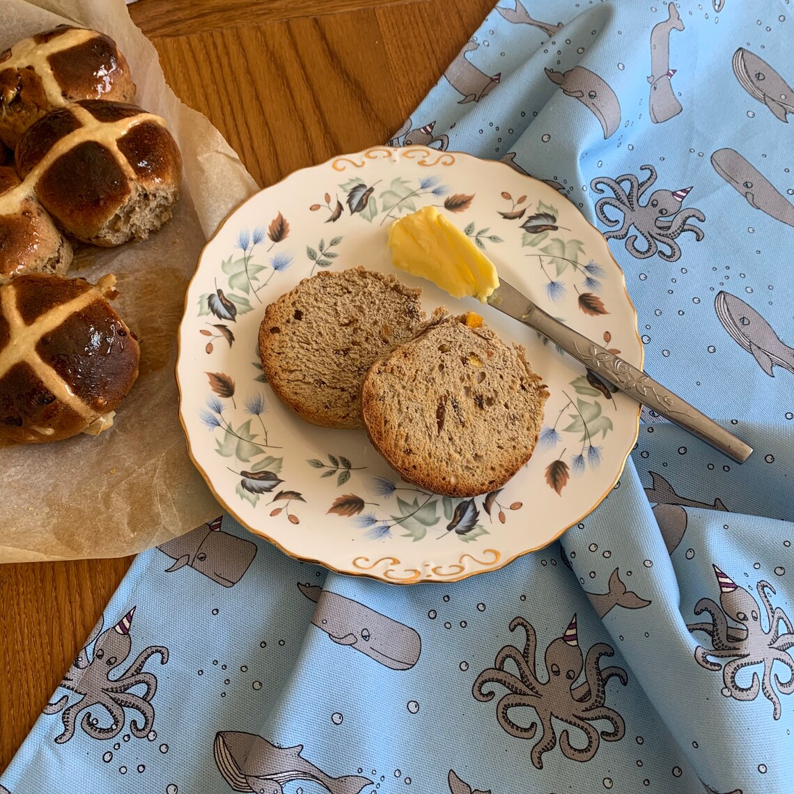 Whale Print Kitchen Towel Nautical Tea Towel Dish Towel | Etsy