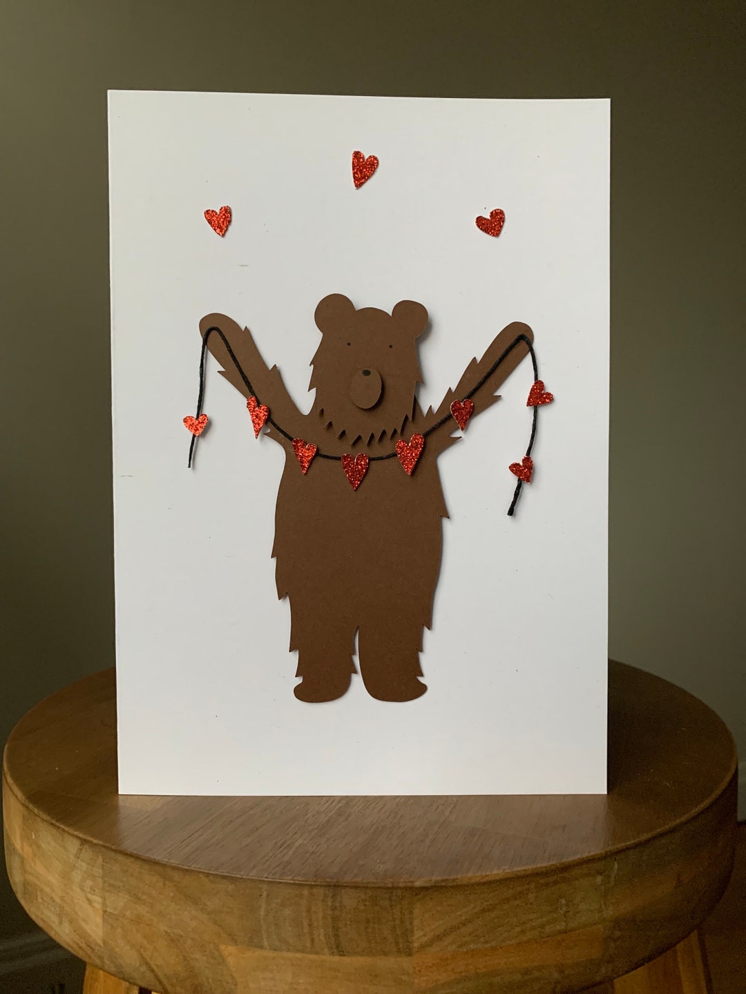 Handmade Bear Holding Hearts Valentine's Day Card: 3D Recycled Card ...