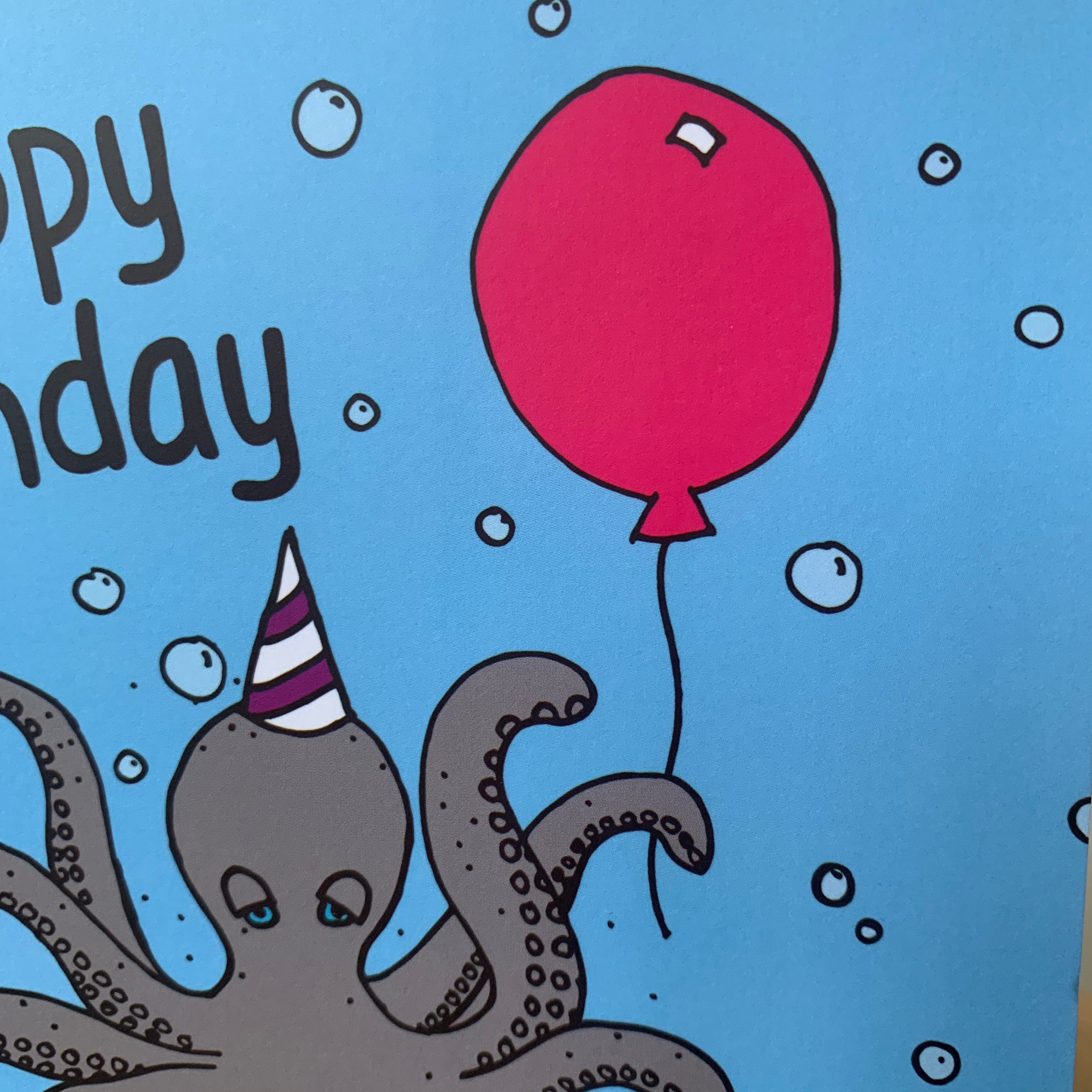 Party Octopus Birthday Card Octopus Greeting Card Happy | Etsy