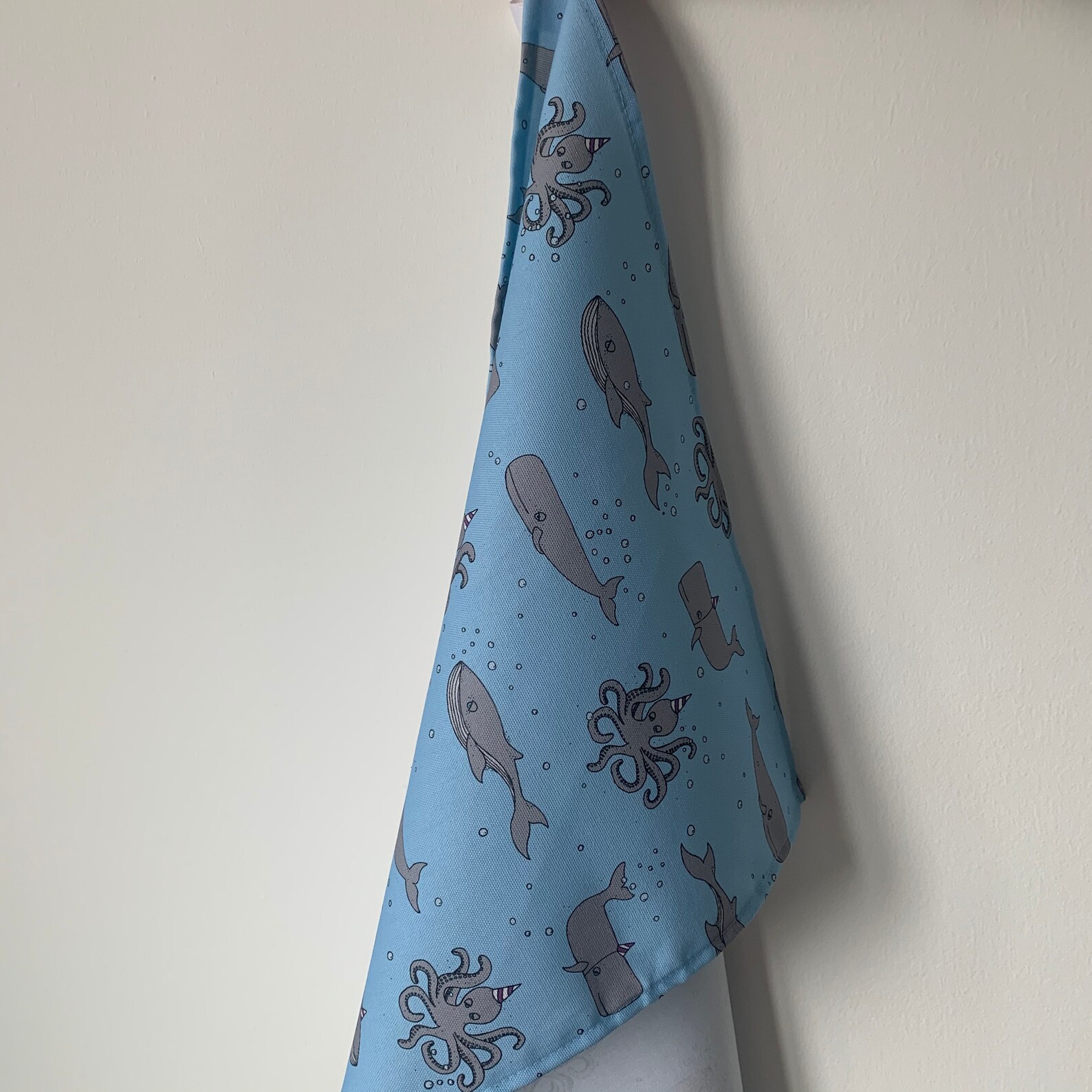 Whale Print Kitchen Towel Nautical Tea Towel Dish Towel | Etsy