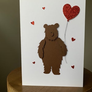 Bear Holding Heart Balloon Handmade Valentine’s Day Card, 3D Greeting ...