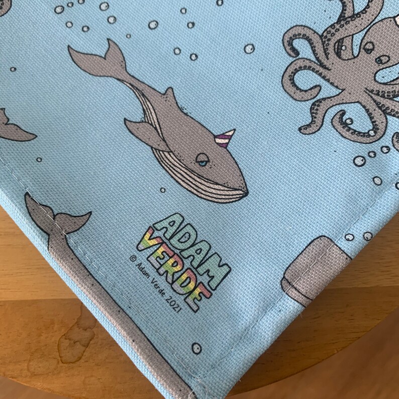 Whale Print Kitchen Towel Nautical Tea Towel Dish Towel | Etsy