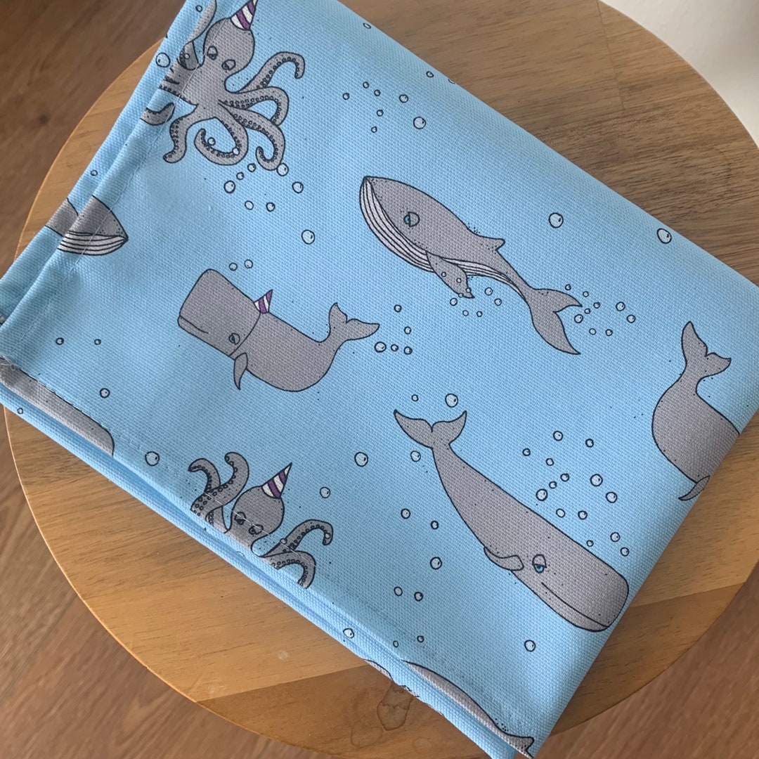 Whale Print Kitchen Towel Nautical Tea Towel Dish Towel - Etsy