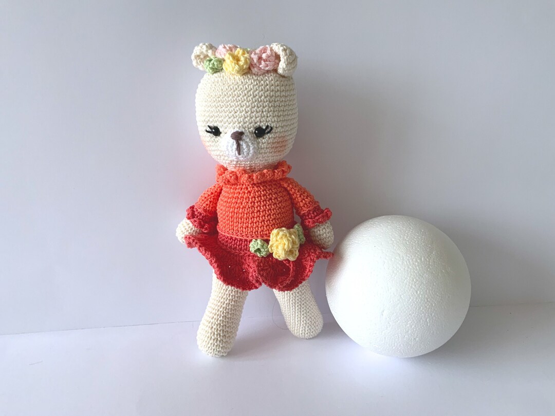 Teddy Bear Amigurumi White Coral Cotton, Teddy Bear Juliette Decor ...