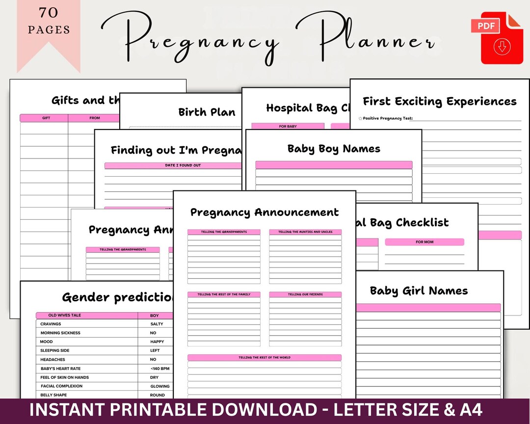 Pregnancy Planner Digital, Printable Pregnancy Journal, Expecting Mom ...