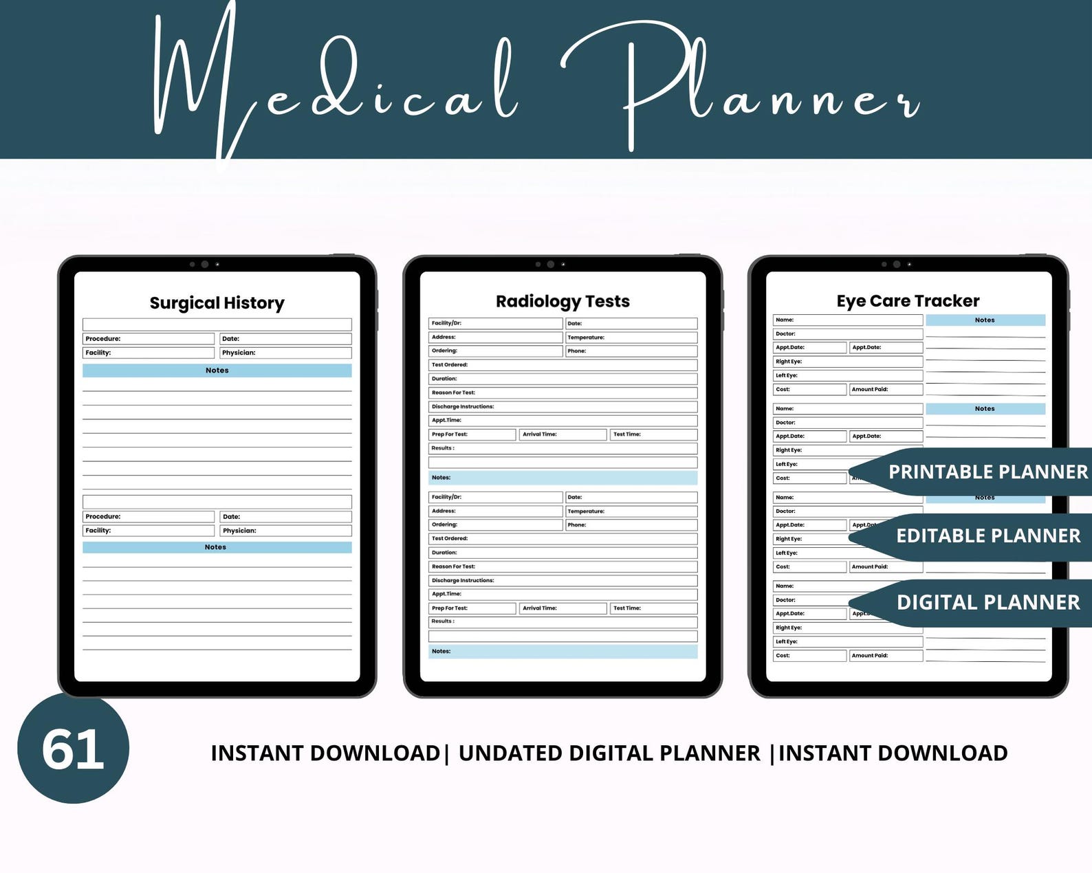 Digital Medical Planner Template | Healthcare Planner | Health Planner ...