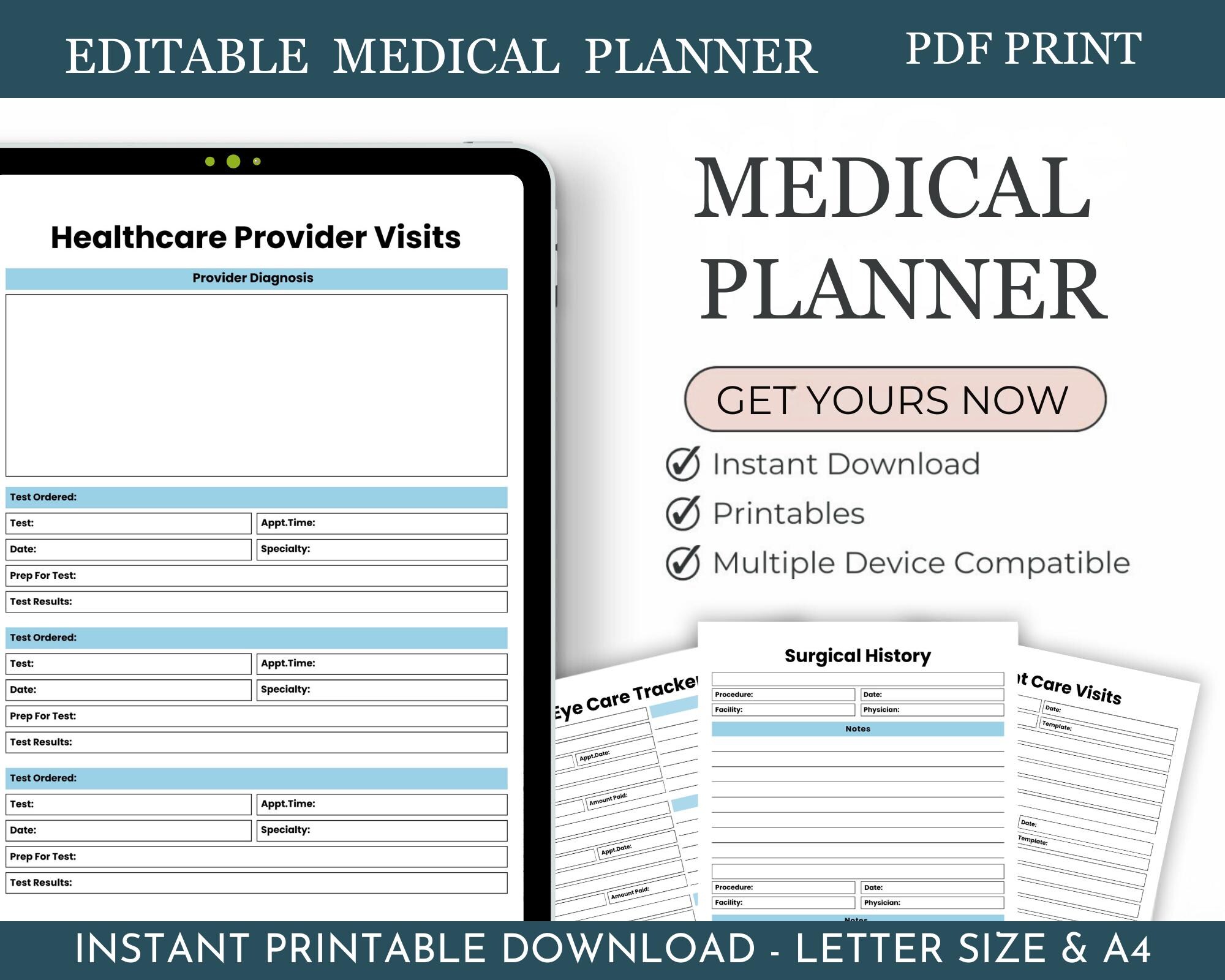 Digital Medical Planner Template | Healthcare Planner | Health Planner ...