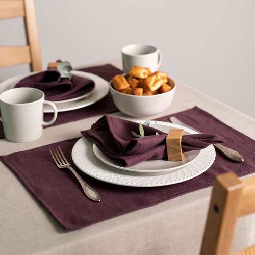 Violet Linen Placemats Set of 2 Deep Purple Dinner Wedding - Etsy