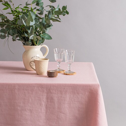 Blush Pink Linen Tablecloth. Soft Linen Table Cloth. Dining - Etsy
