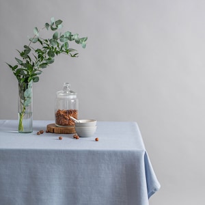 Sky Blue Linen Tablecloth. Soft Linen Table Cloth. Rustic Wedding ...