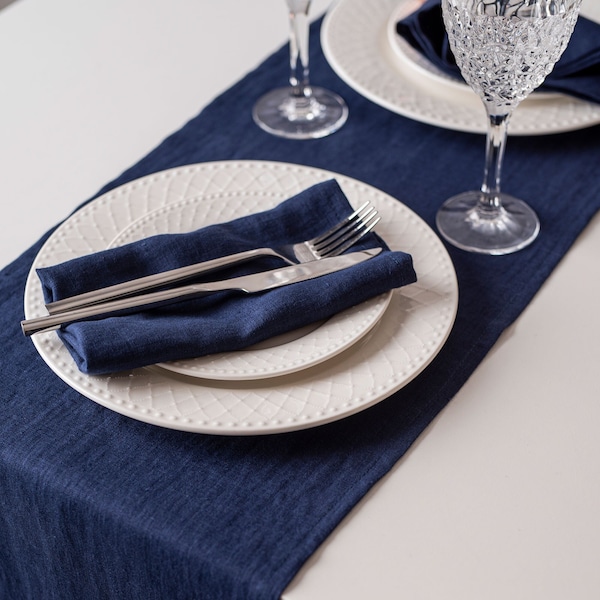 Navy Table Runner - Etsy