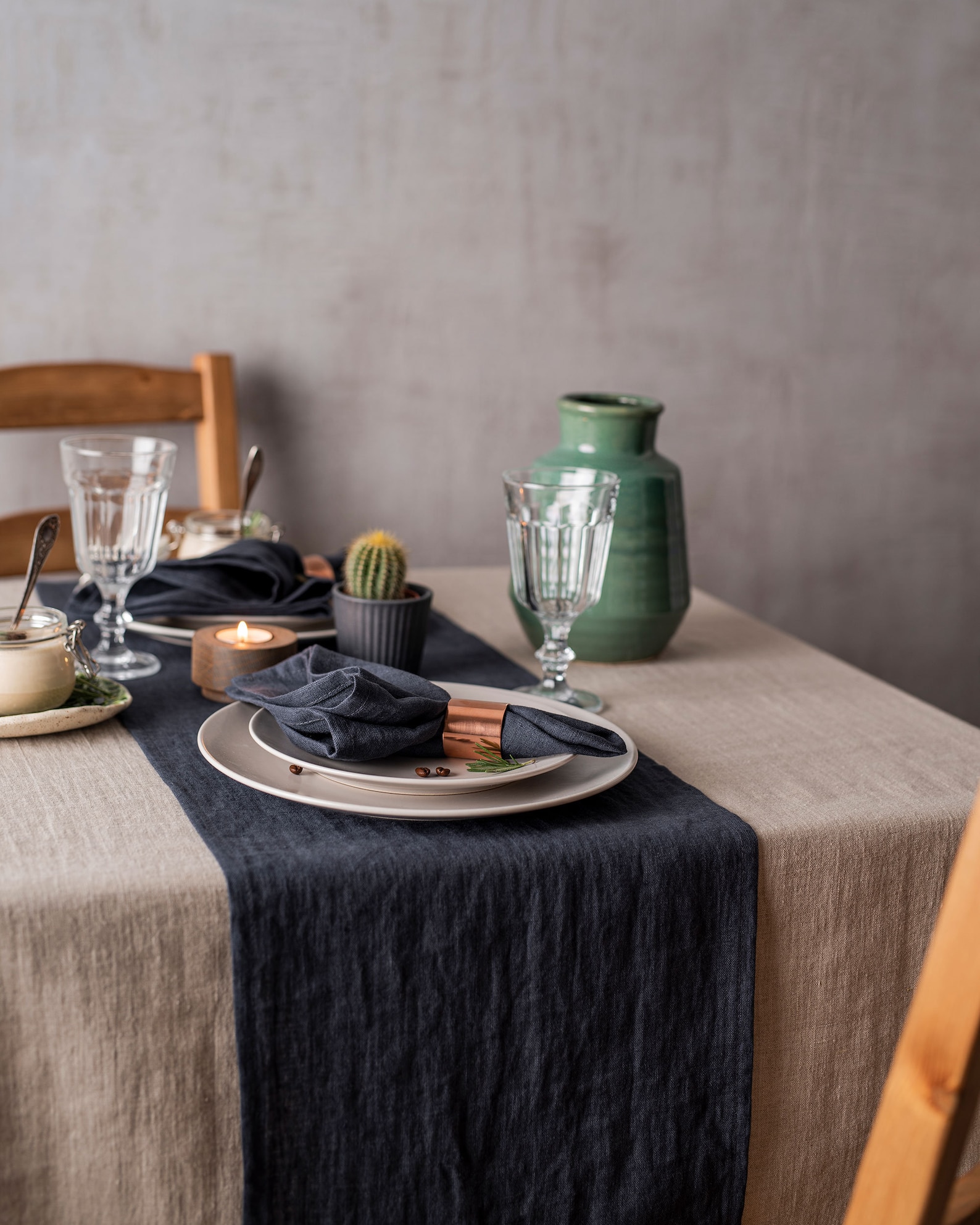 Charcoal Grey Linen Table Runner. Softened Linen Table Runner. - Etsy