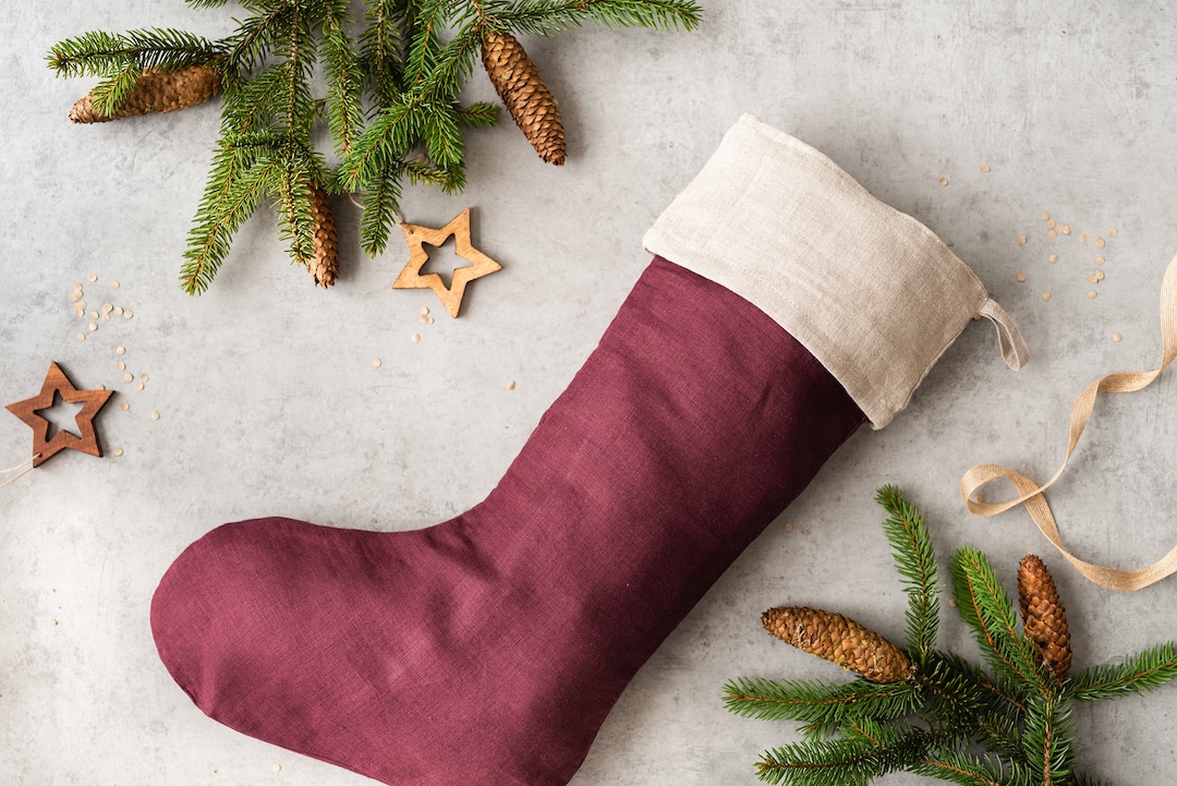 Linen Christmas Stocking. Various Colors. Christmas Gift. Rustic ...