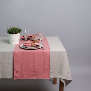 Dusty Pink Linen Table Runner, Softened Rustic Table Decor - Etsy