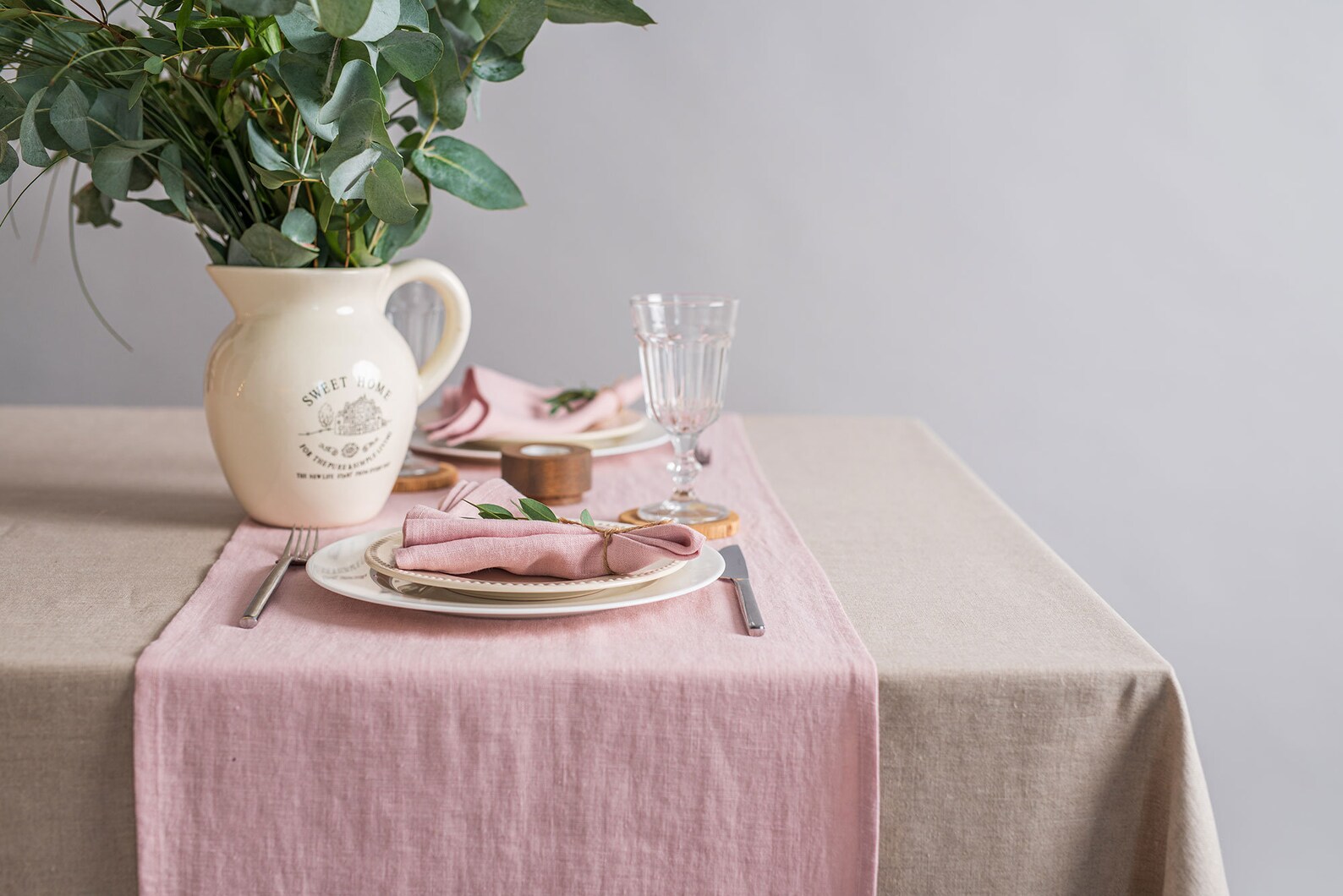 Blush Pink Linen Table Runner. Softened Linen Table Runner. Dining ...