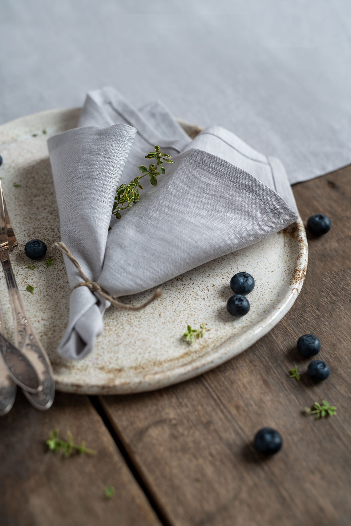 Light Grey Linen Napkins. Softened Linen Napkin Set. Wedding Napkins ...