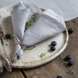 Light Grey Linen Napkins. Softened Linen Napkin Set. Wedding Napkins ...
