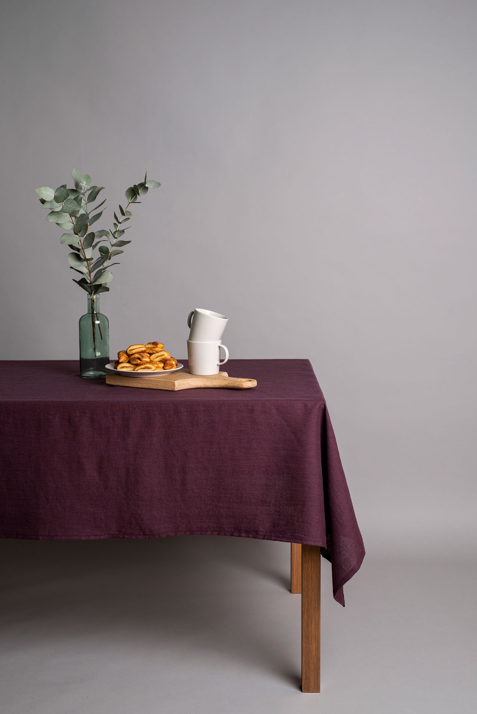 Plum Linen Tablecloth. Soft Linen Table Cloth. Dining Table Decor ...