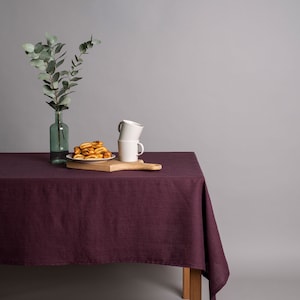 Plum Linen Tablecloth. Soft Linen Table Cloth. Dining Table Decor ...