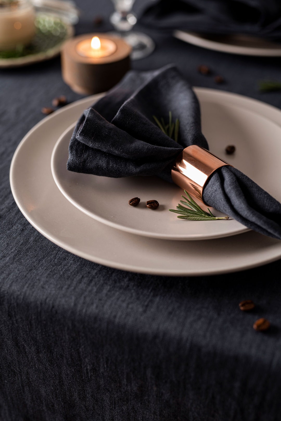 Charcoal Grey Linen Napkins. Softened Linen Napkin Set. Wedding Napkins ...