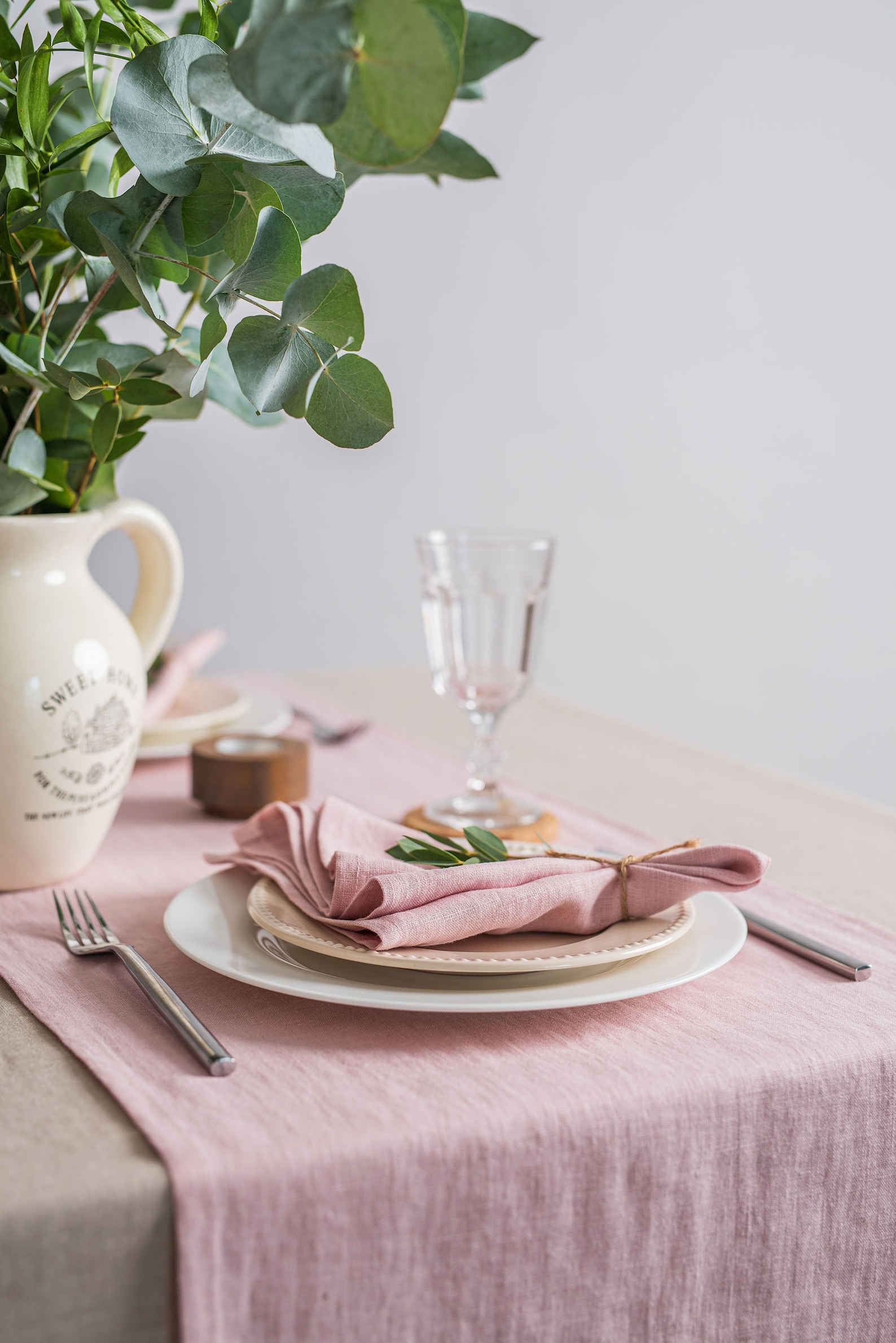 Blush Pink Linen Table Runner. Softened Linen Table Runner. Dining ...