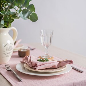 Blush Pink Linen Table Runner, Softened Linen Dining Decor - Etsy