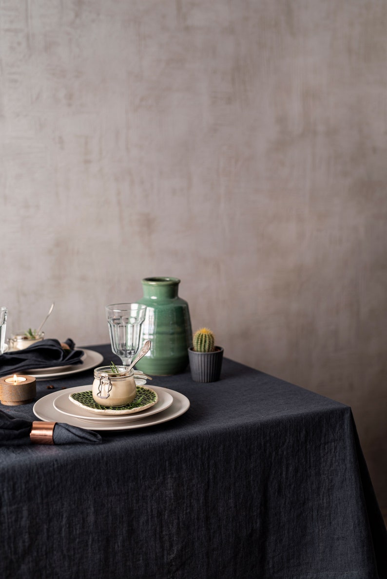 Charcoal Grey Linen Tablecloth. Dark Grey Table Linen. Various - Etsy