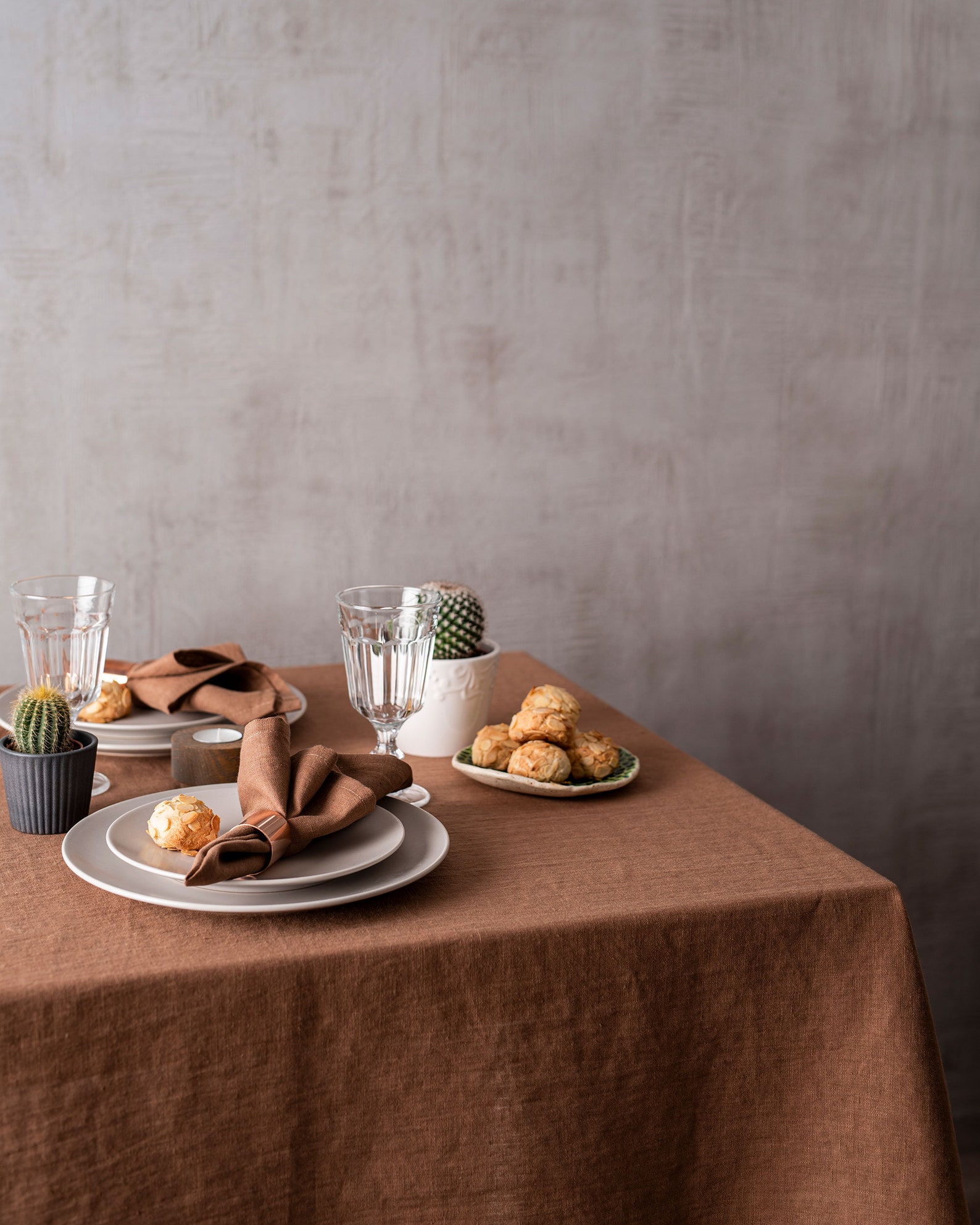 Cocoa Brown Linen Tablecloth, Softened Custom Size Dining Table Cover ...