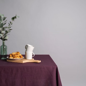 Plum Linen Tablecloth. Soft Linen Table Cloth. Dining Table Decor ...