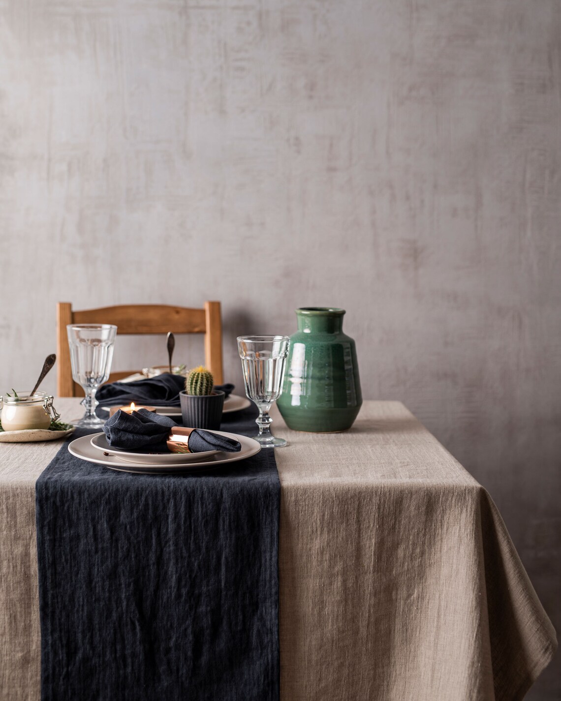 Charcoal Grey Linen Table Runner. Softened Linen Table Runner. - Etsy