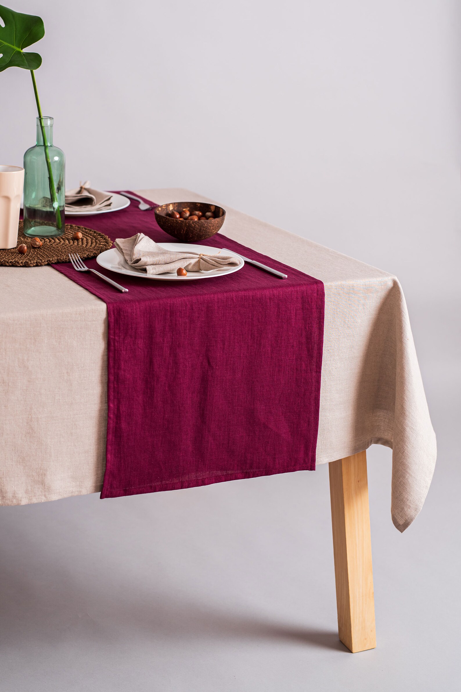 Burgundy Linen Fabric by Meter. Softened Linen Fabric by Yard. - Etsy