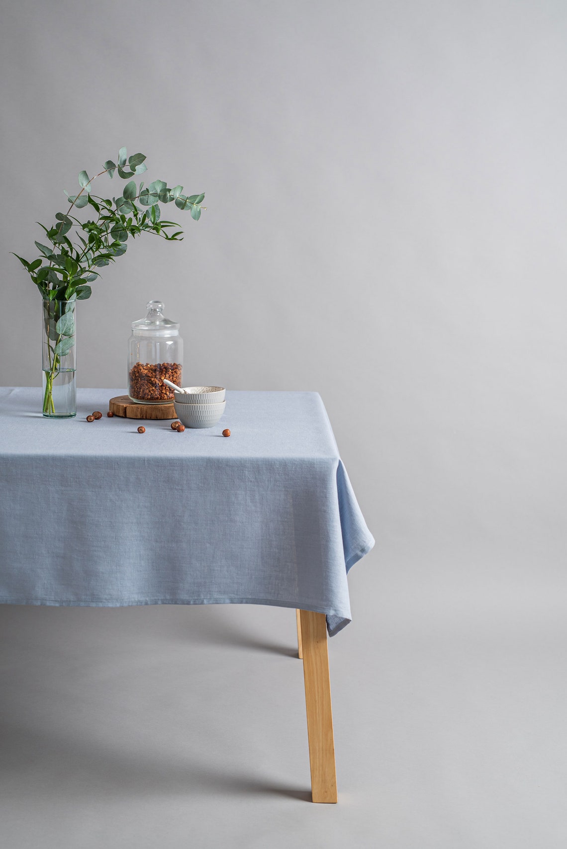 Sky Blue Linen Tablecloth, Softened Rustic Wedding Table Decor - Etsy