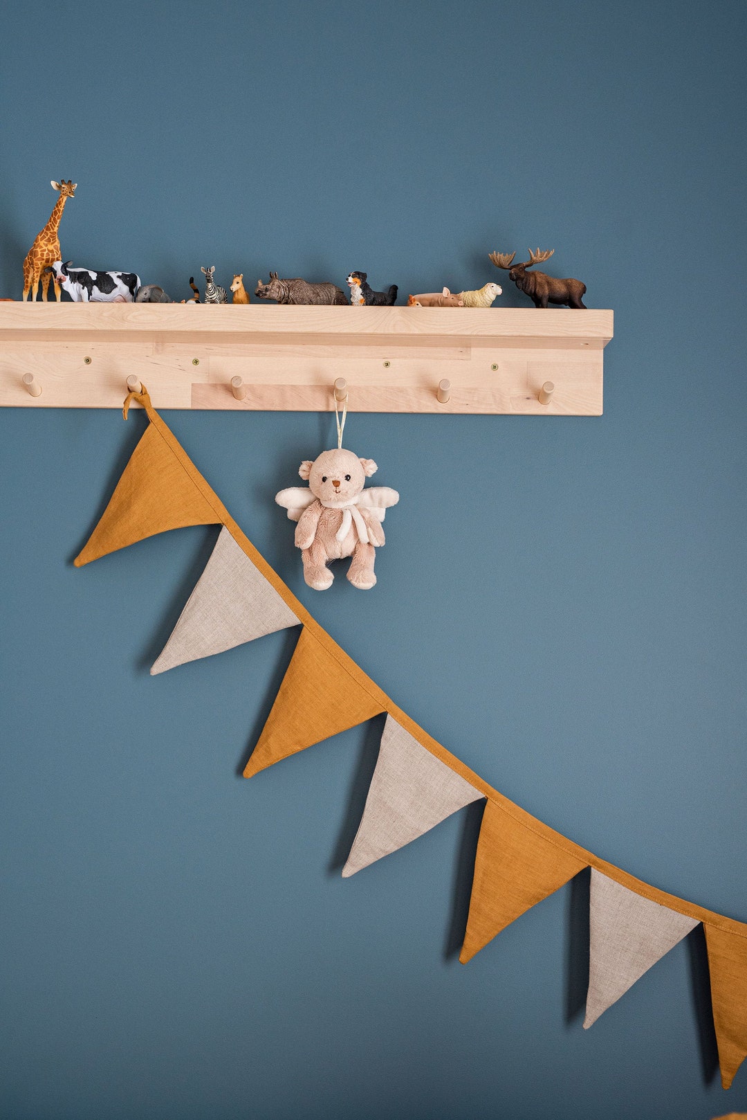 Linen Bunting. Linen Flag Garland for Baby Room. Nursery Wall Décor ...