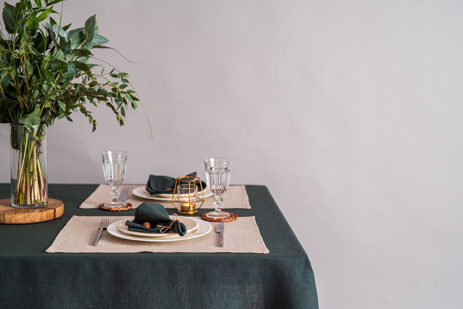 Forest Green Linen Tablecloth. Soft Linen Table Cloth. Dining - Etsy UK