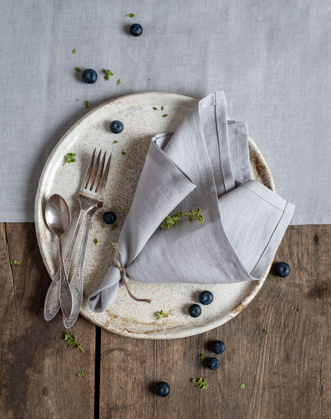 Light Grey Linen Napkins. Softened Linen Napkin Set. Wedding Napkins ...