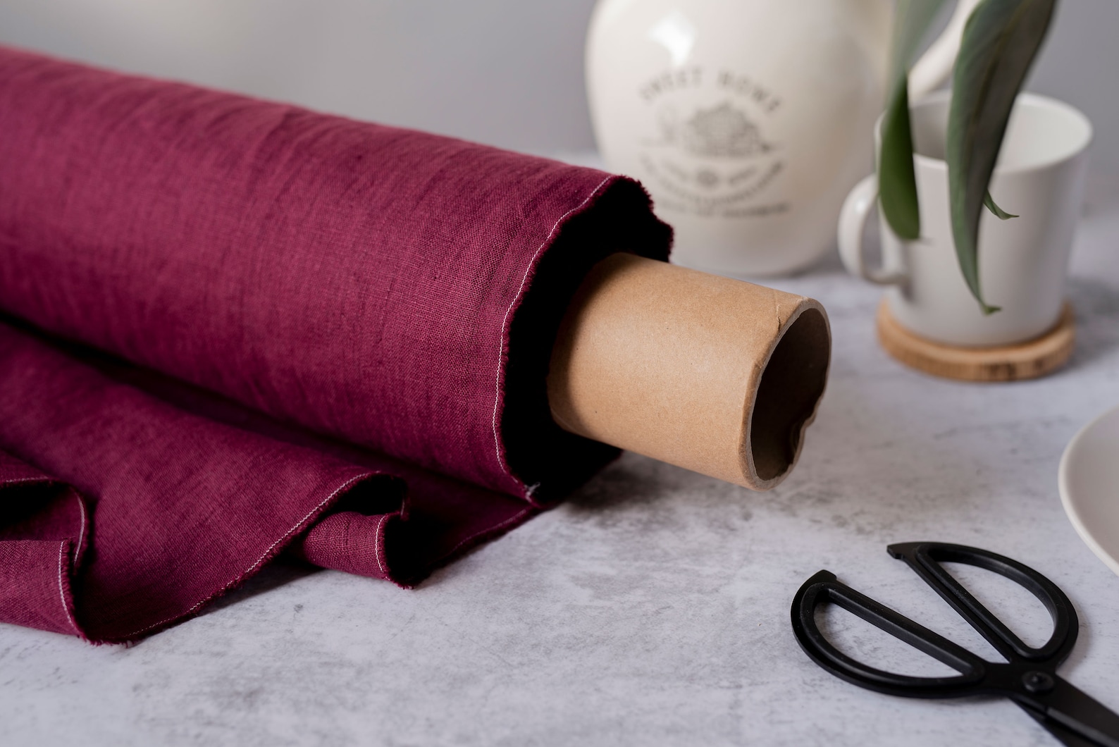 Burgundy Linen Fabric by Meter. Softened Linen Fabric by Yard. - Etsy
