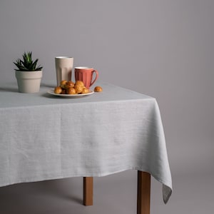 Light Grey Linen Tablecloth. Soft Linen Table Cloth. Rustic Wedding ...