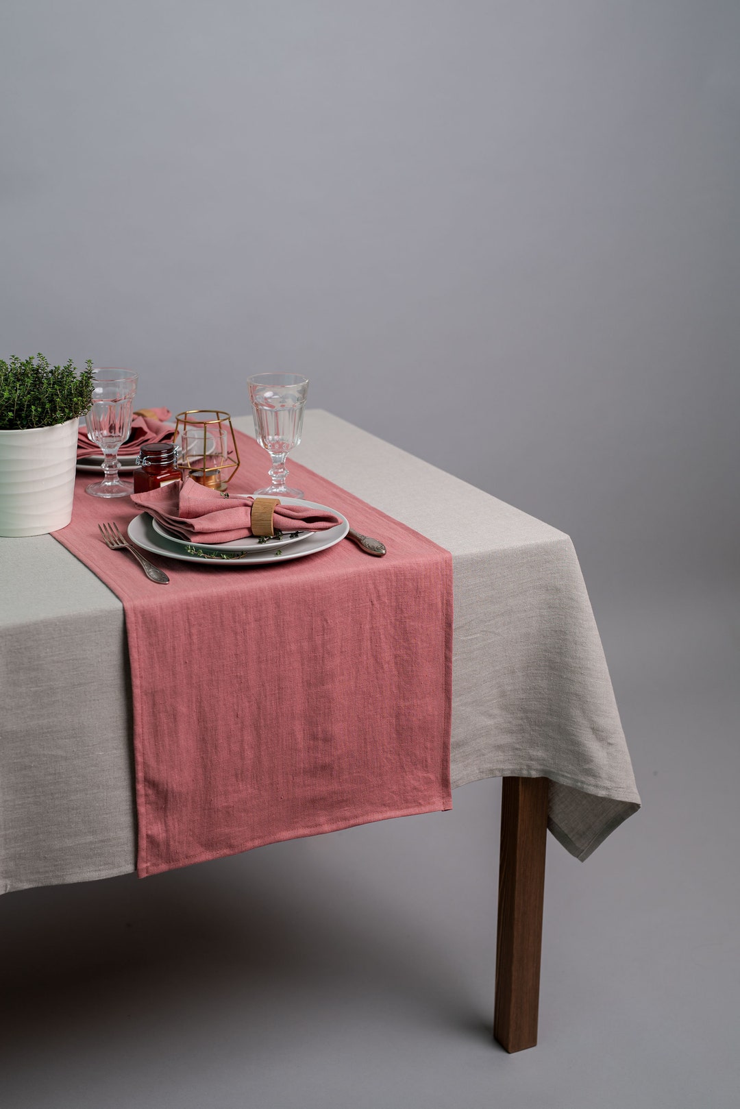 Dusty Pink Linen Table Runner. Softened Linen Table Runner. Rustic ...