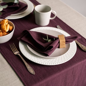 Plum Linen Table Runner. Softened Linen Table Runner. Rustic Wedding ...