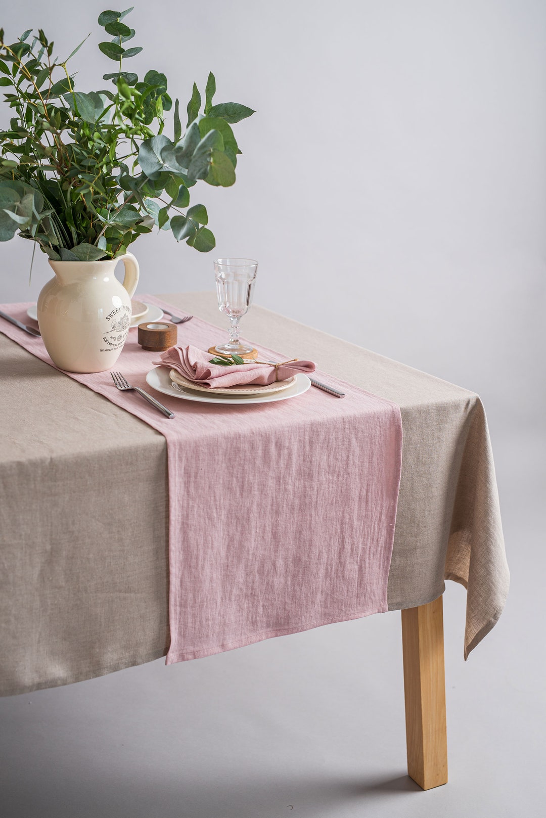 Blush Pink Linen Table Runner. Softened Linen Table Runner. Dining ...