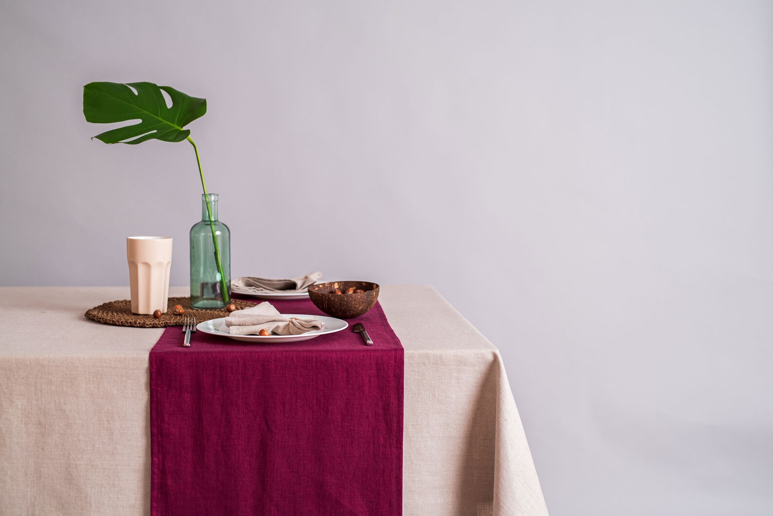 Burgundy Linen Fabric by Meter. Softened Linen Fabric by Yard. - Etsy