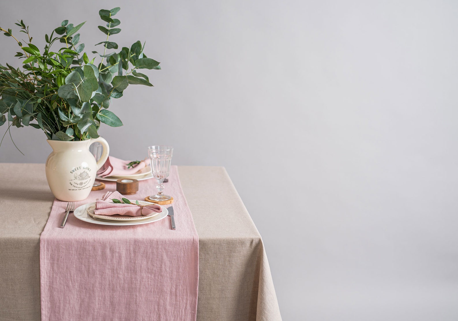 Blush Pink Linen Table Runner. Softened Linen Table Runner. Dining ...
