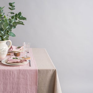 Blush Pink Linen Table Runner, Softened Linen Dining Decor - Etsy