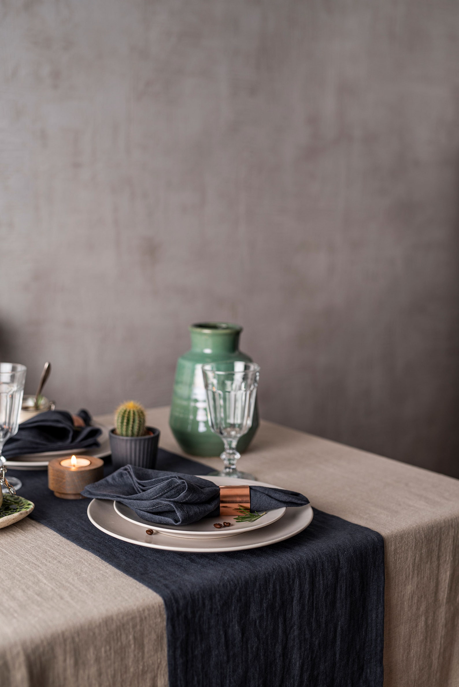 Charcoal Grey Linen Table Runner. Softened Linen Table Runner. - Etsy