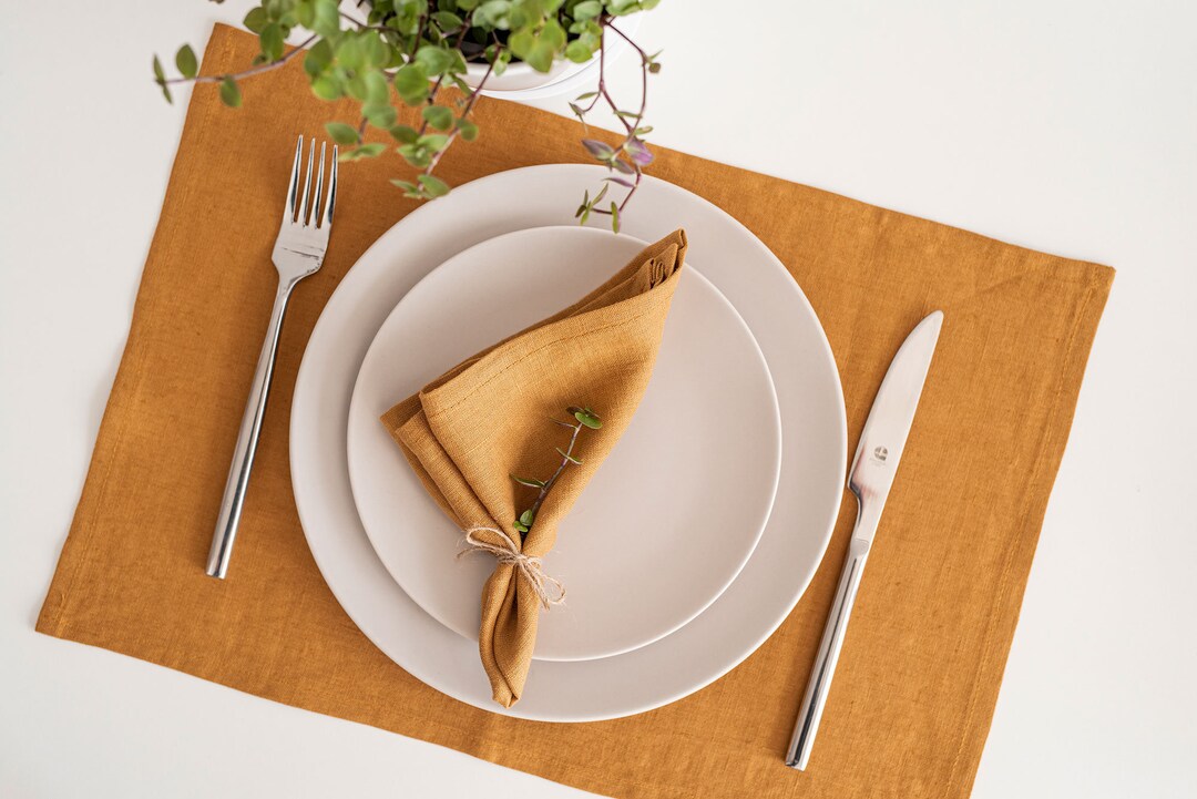 Mustard Yellow Linen Placemats. Set of 2, 4, 6, 8, 12 Placemats ...