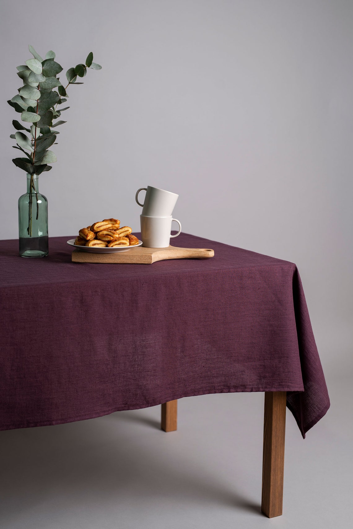 Plum Linen Tablecloth. Soft Linen Table Cloth. Dining Table Decor ...