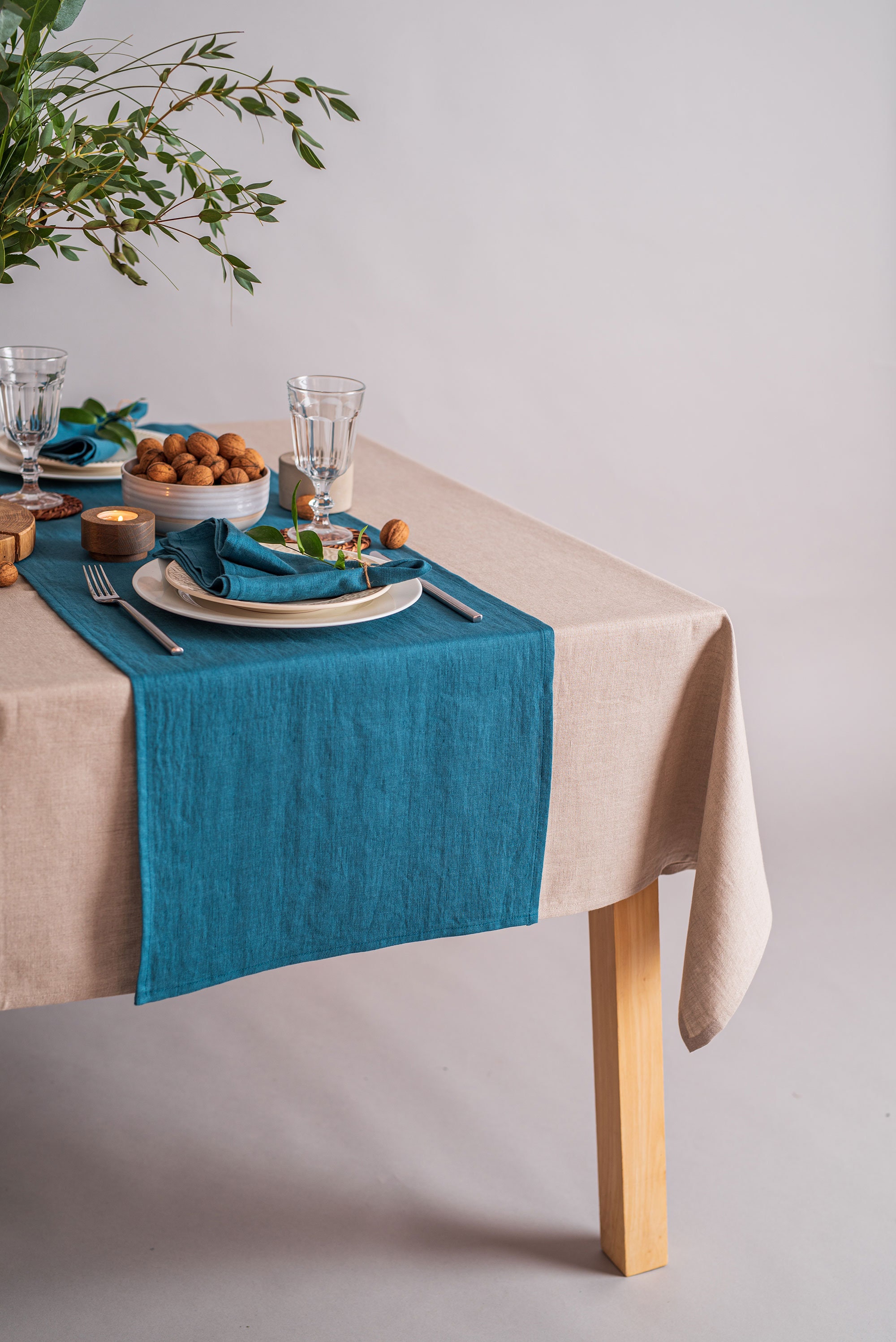 Teal Blue Linen Fabric by Meter. Softened Linen Fabric by - Etsy