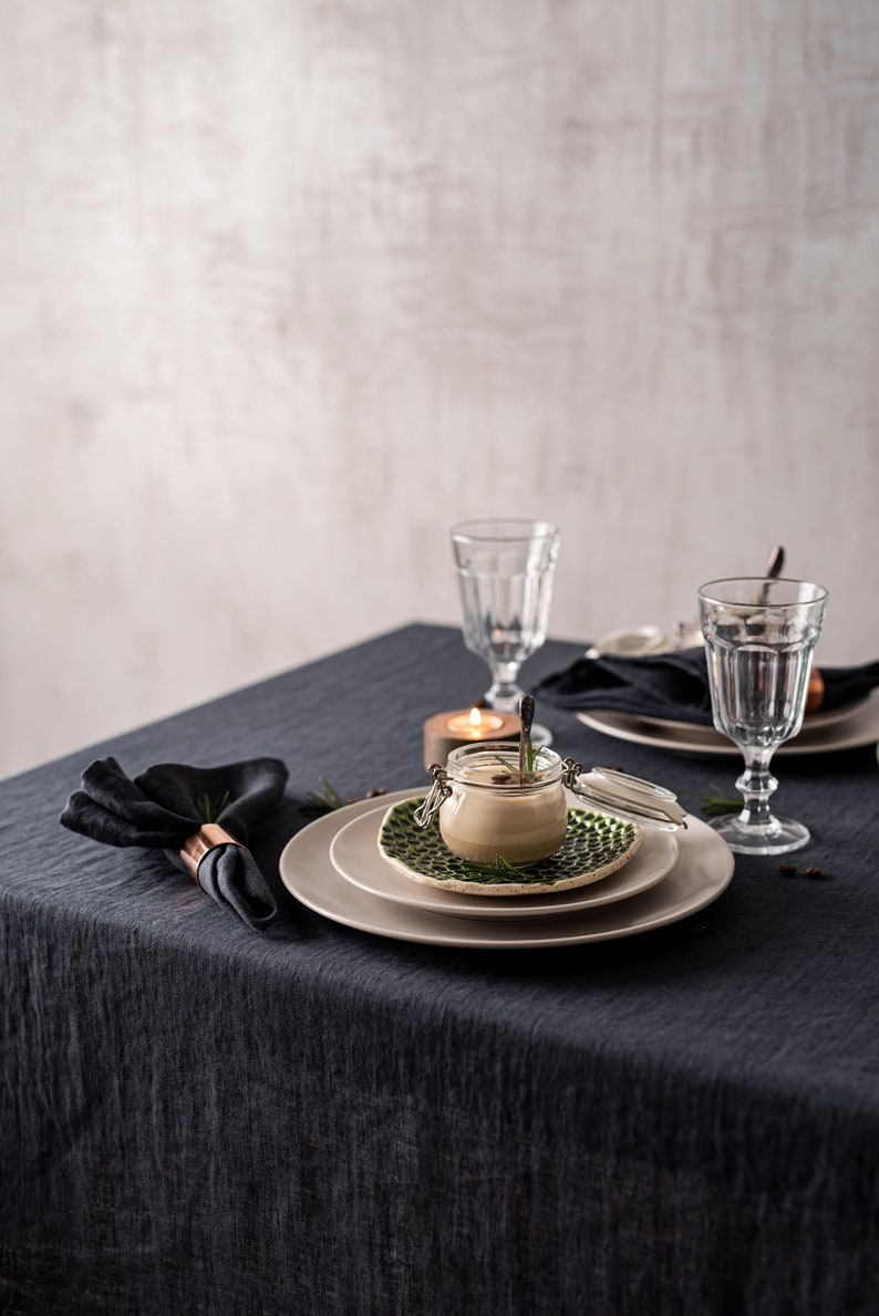 Charcoal Grey Linen Tablecloth. Dark Grey Table Linen. Various - Etsy